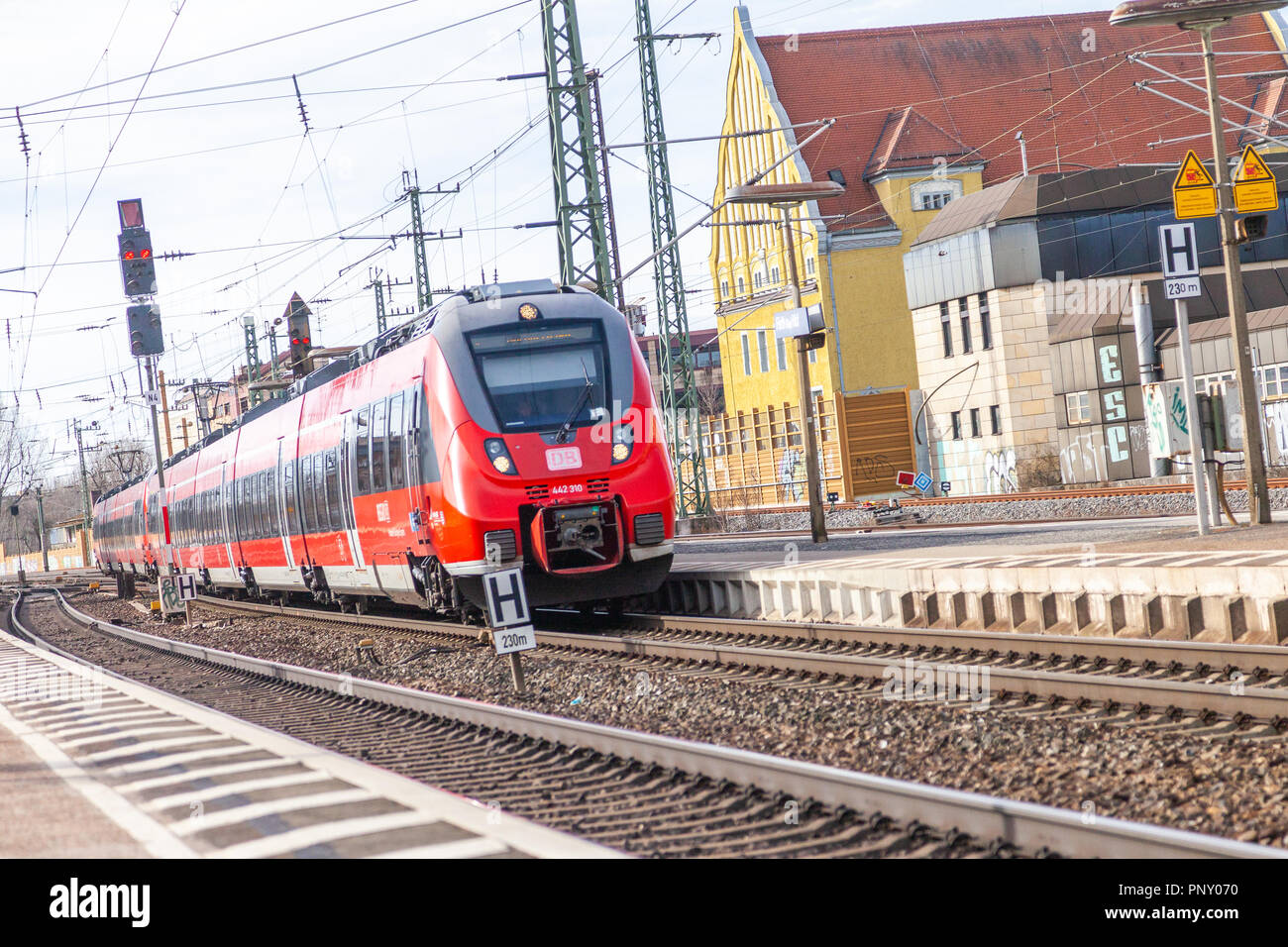 FUERTH / GERMANY - MARCH 11, 2018: RE Regional Express train from ...