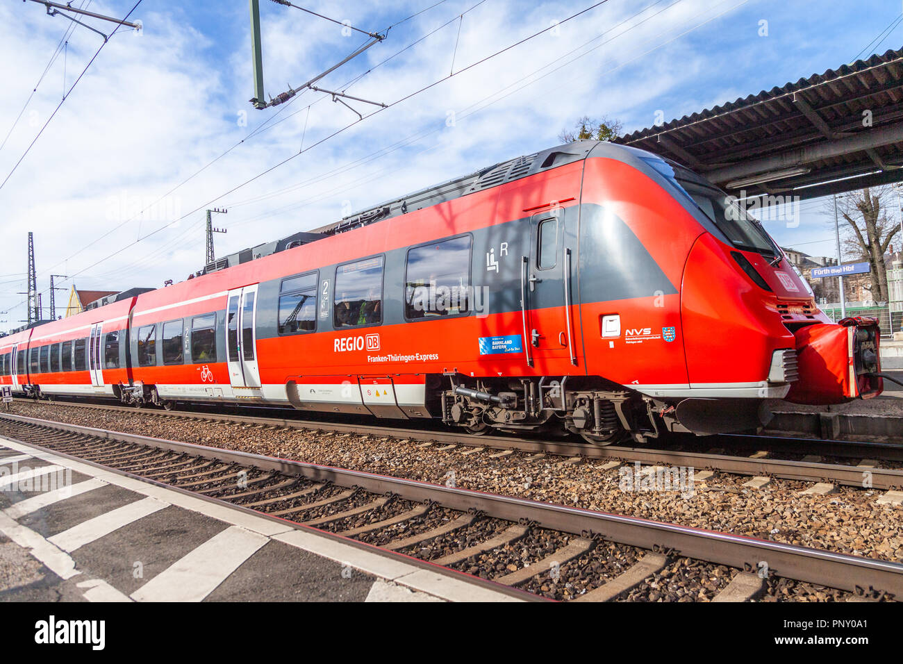 FUERTH / GERMANY - MARCH 11, 2018: RE Regional Express train from ...