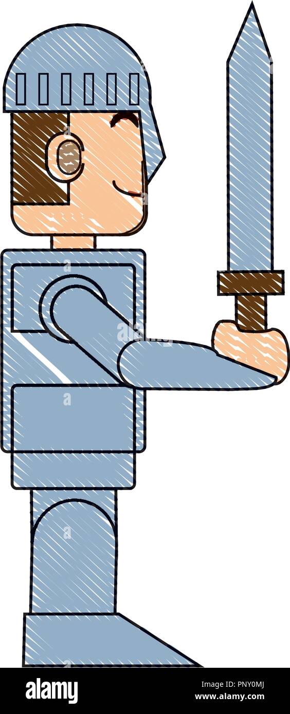 videogame knight character holding a sword over white background ...