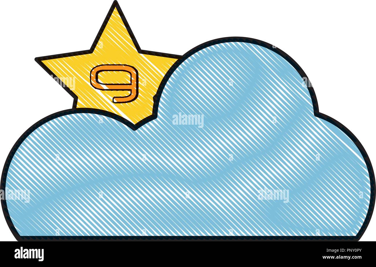 cloud with star icon over white background, vector illustration Stock ...