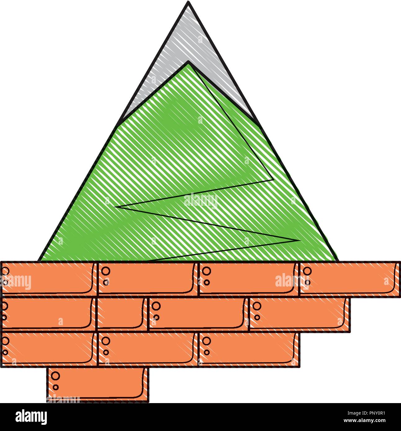 bricks and mountain over white background, vector illustration Stock ...