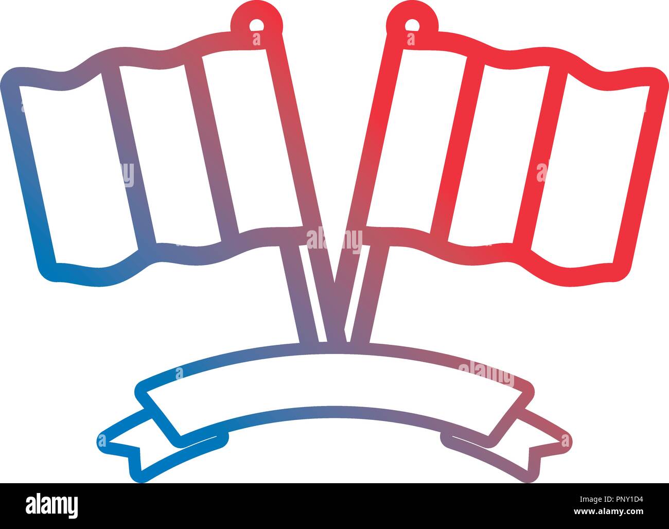 crossed flags french nation banner symbol vector illustration neon ...