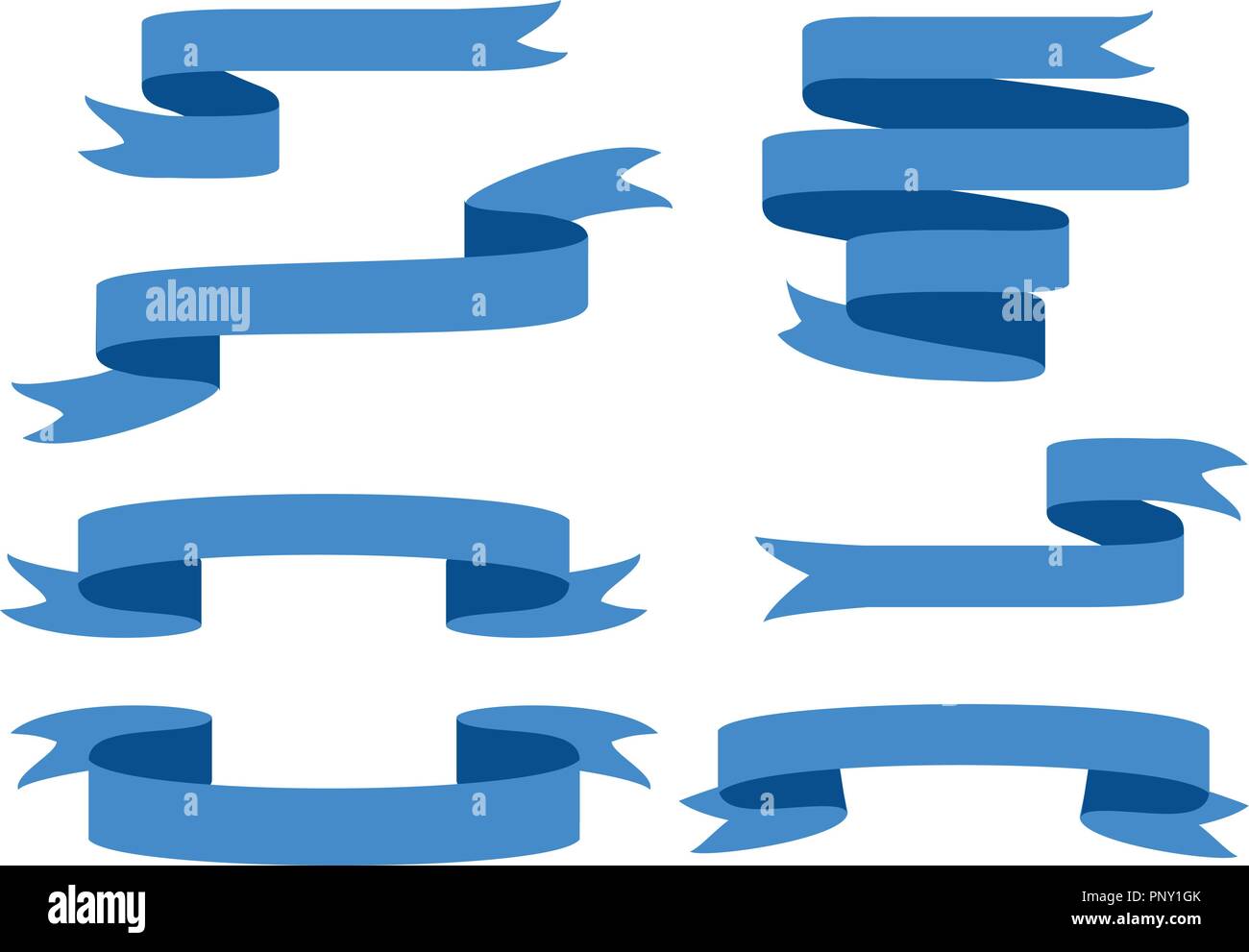 Blue ribbon banners set. Isolated on white background Stock Vector ...