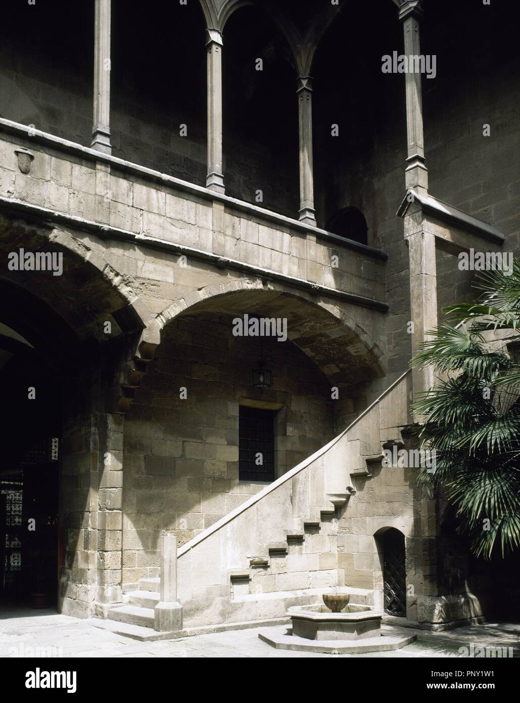 Spain. Lleida. Santa Maria Hospital. Catalan civil Gothic building ...