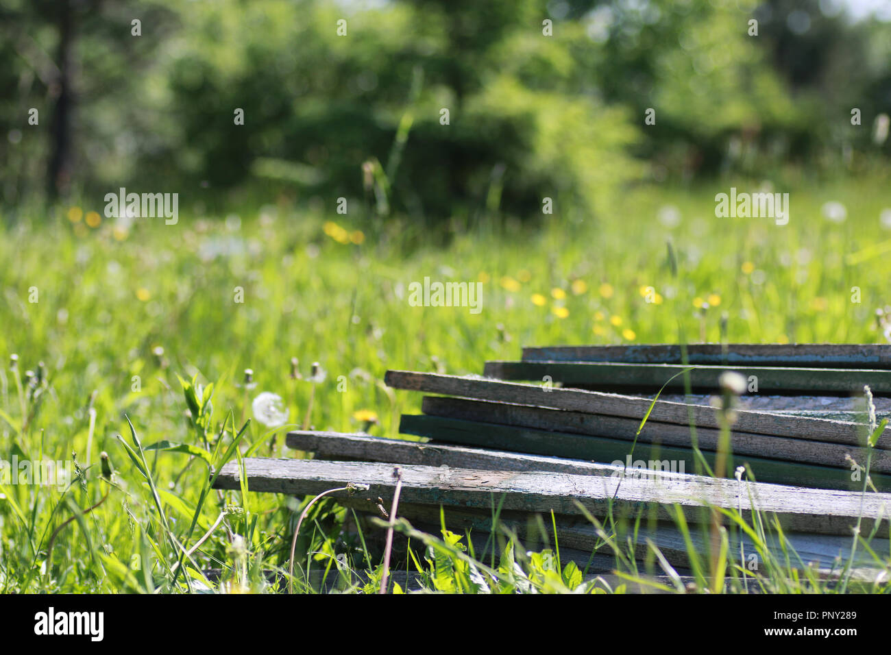 Construction materials on the grass Stock Photo - Alamy