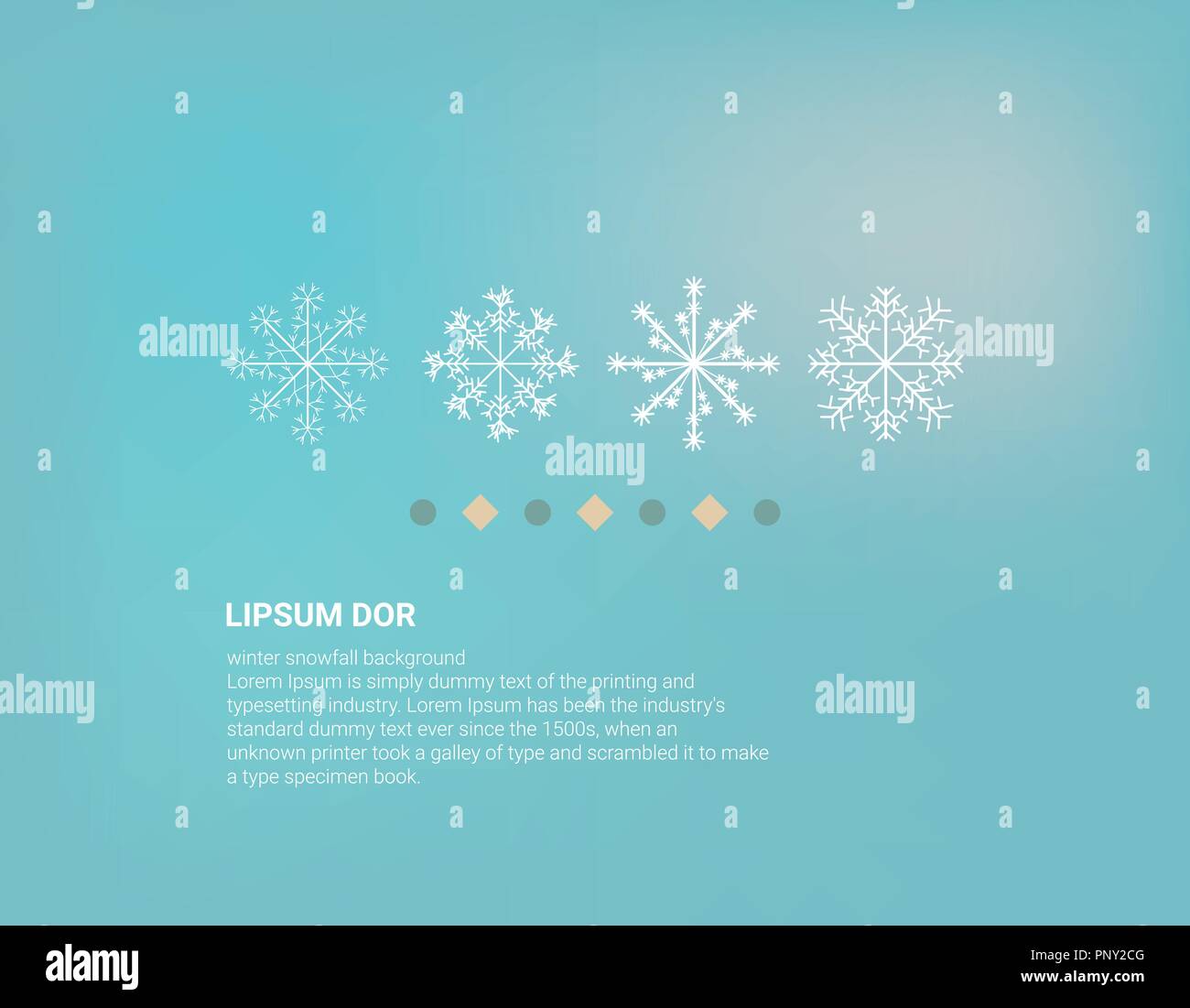 Winter background design of white snowflake with copy space Stock ...