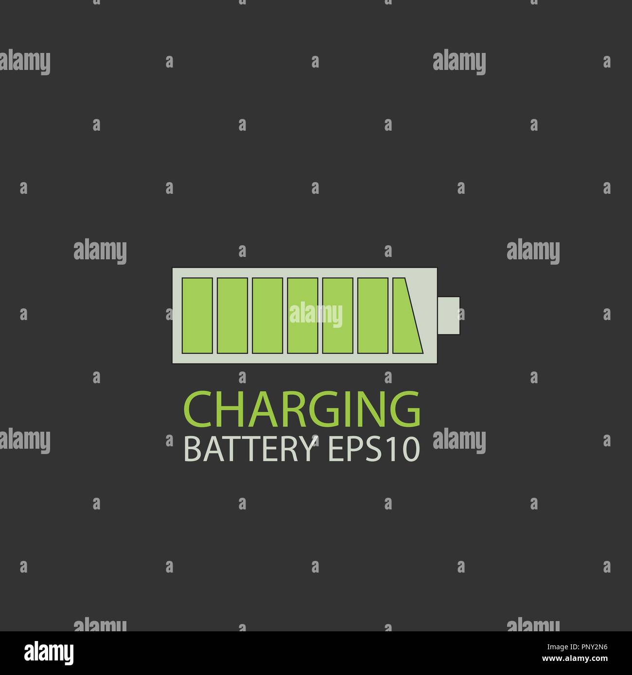 Green isolated vector symbol on a black. Fully charged battery Stock ...