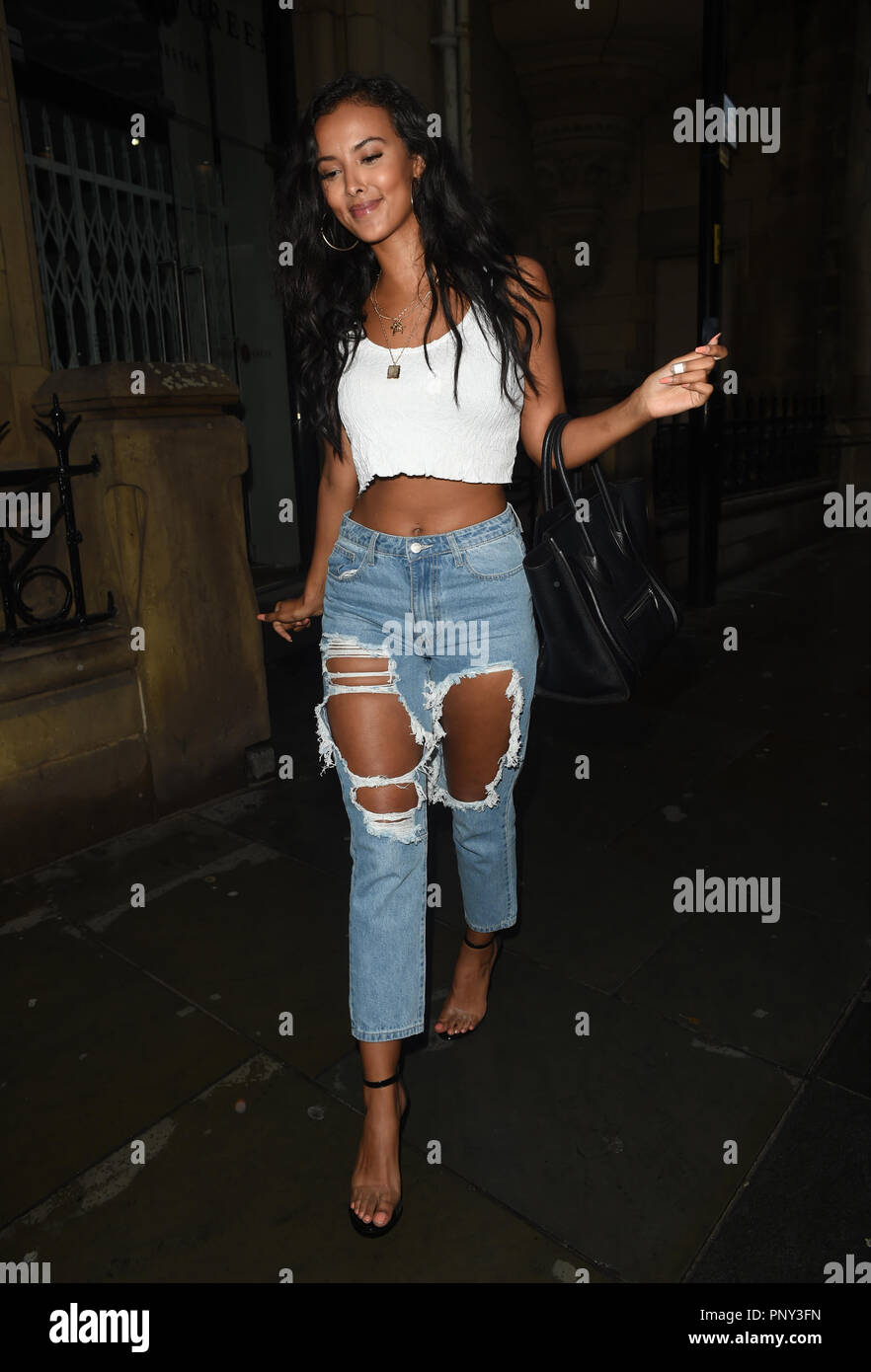 Maya Jama dines out at Rosso restaurant in Manchester Featuring: Maya ...