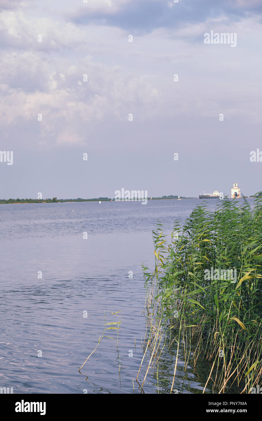 Landscape lake. Texture of water. The lake is at dawn. The mouth Stock ...