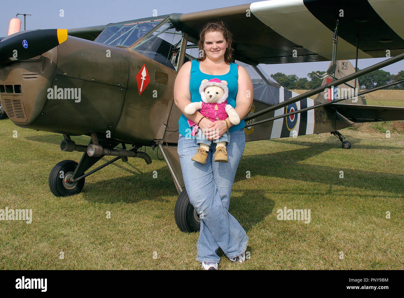 Leah Hammond (Leah Young) with charity bear and her Taylorcraft Auster ...