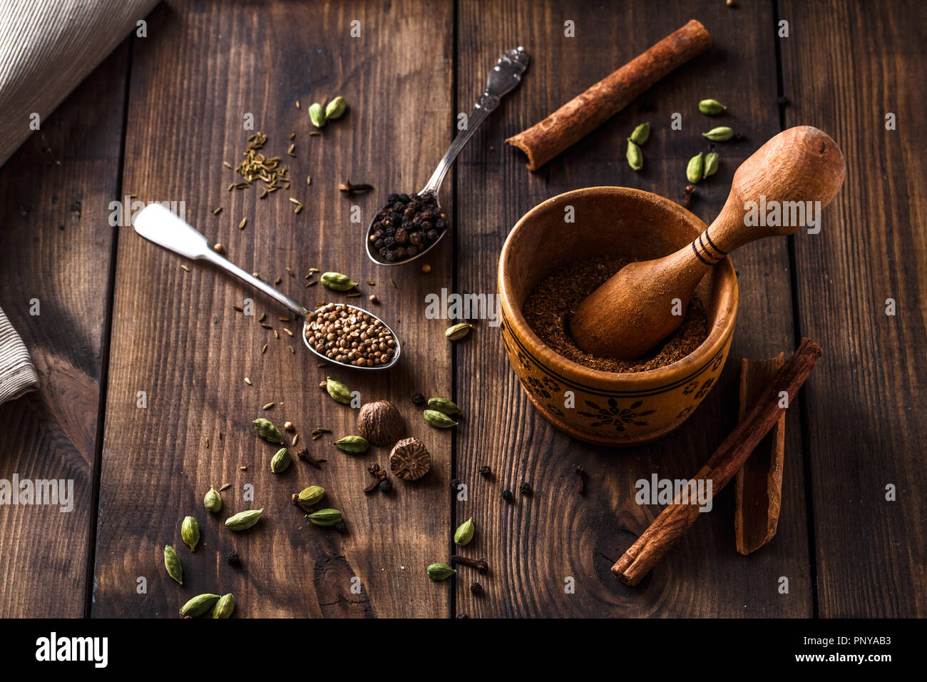 Cinnamon powder in bowl close hi-res stock photography and images - Alamy