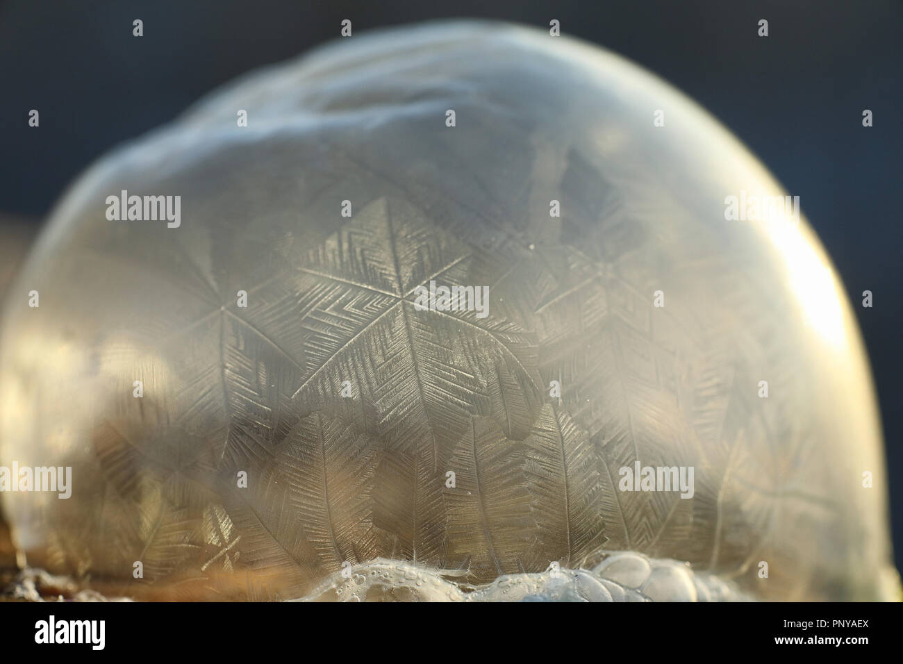 Soap bubbles freeze in the cold. Winter soapy water freezes in t Stock ...