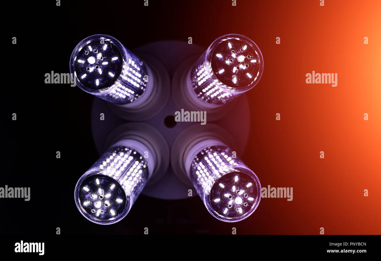 LED elements in the lamp. Lamps with diodes. Many bright lights Stock ...
