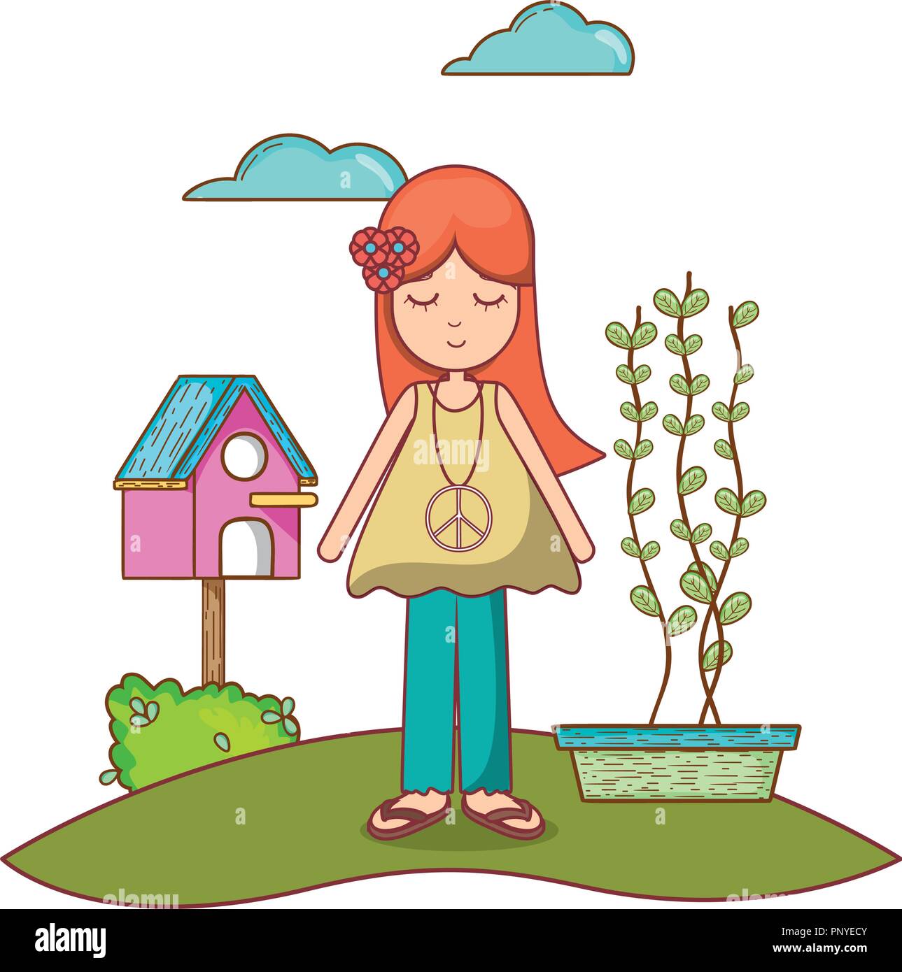 Hippie girl cartoon Stock Vector Image & Art - Alamy