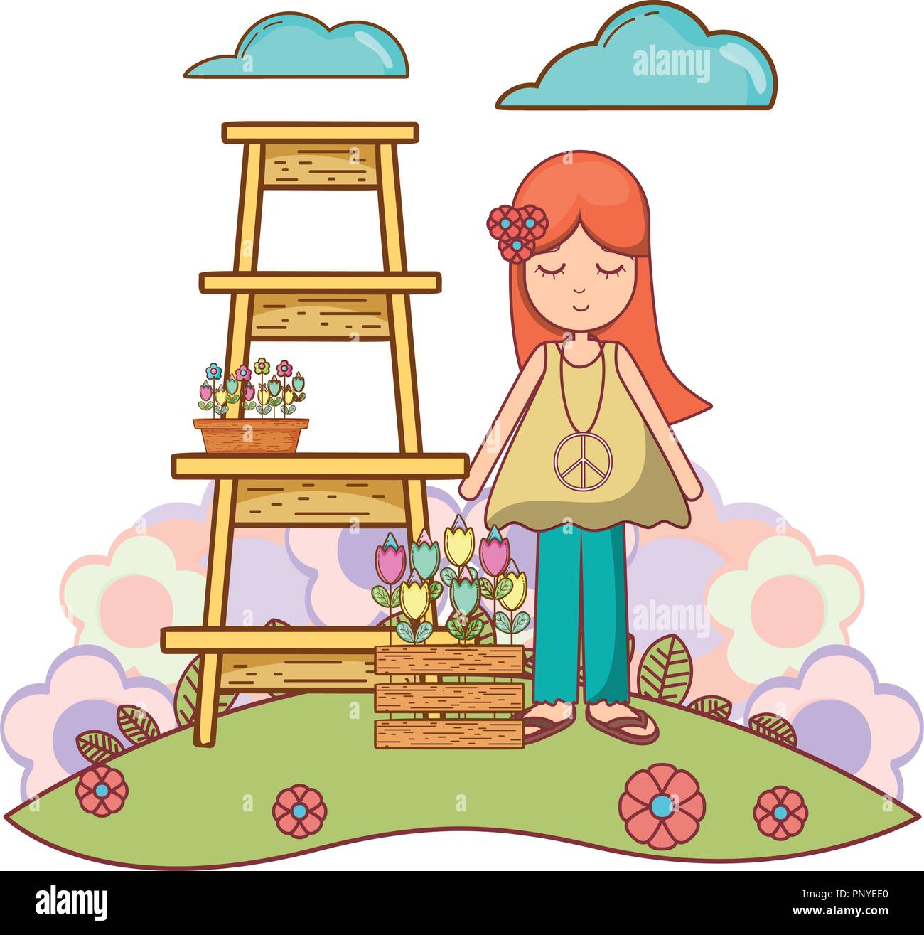 Hippie girl cartoon Stock Vector Image & Art - Alamy