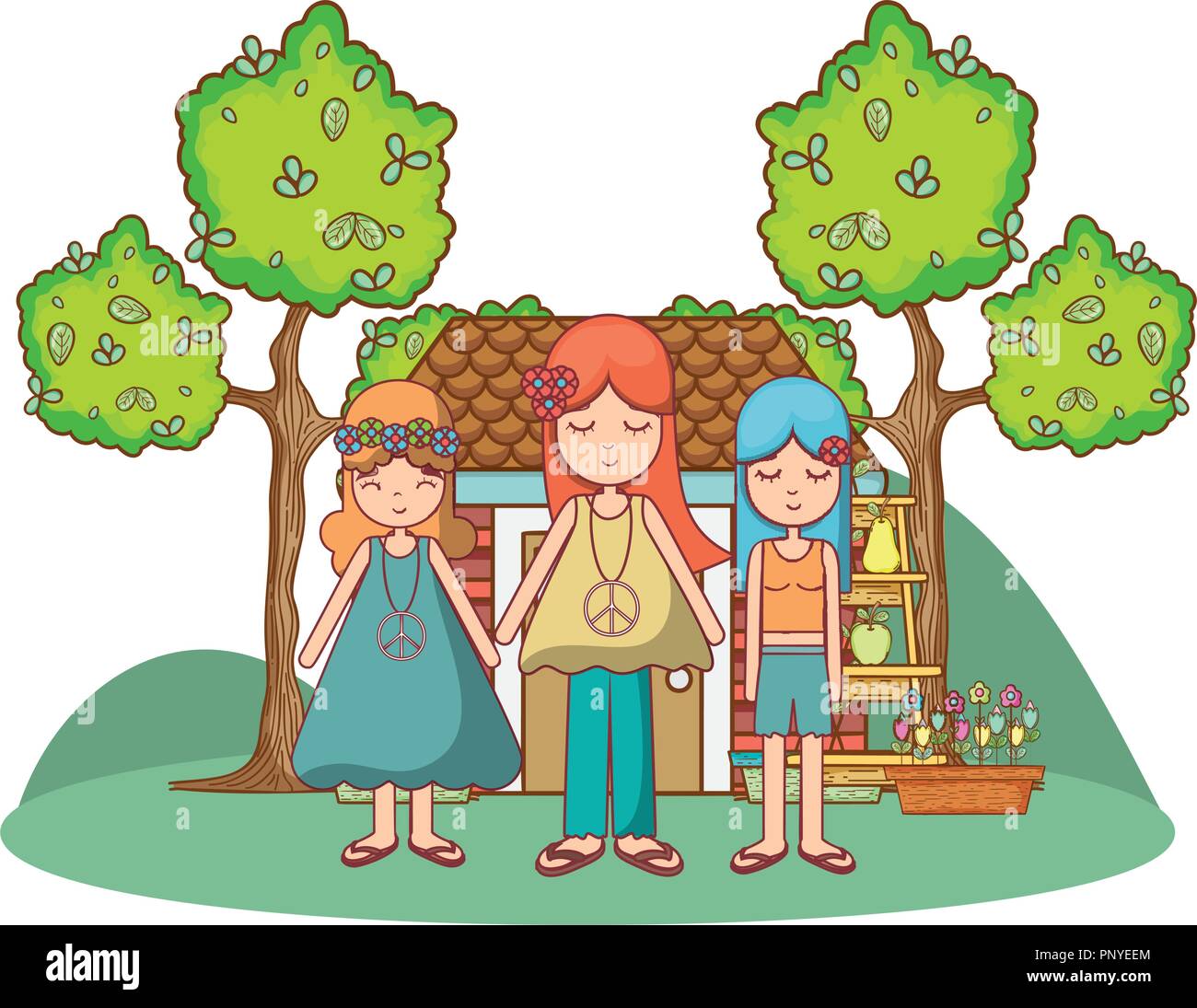 Hippie cute cartoons Stock Vector Image & Art - Alamy