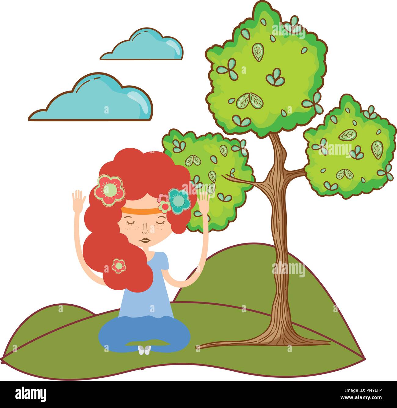 Hippie girl cartoon Stock Vector Image & Art - Alamy