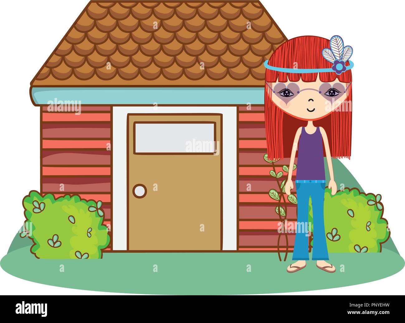 Hippie girl cartoon Stock Vector Image & Art - Alamy