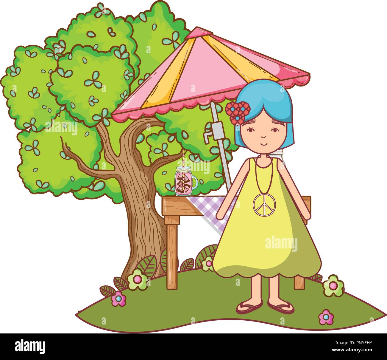 Hippie girl cartoon Stock Vector Image & Art - Alamy