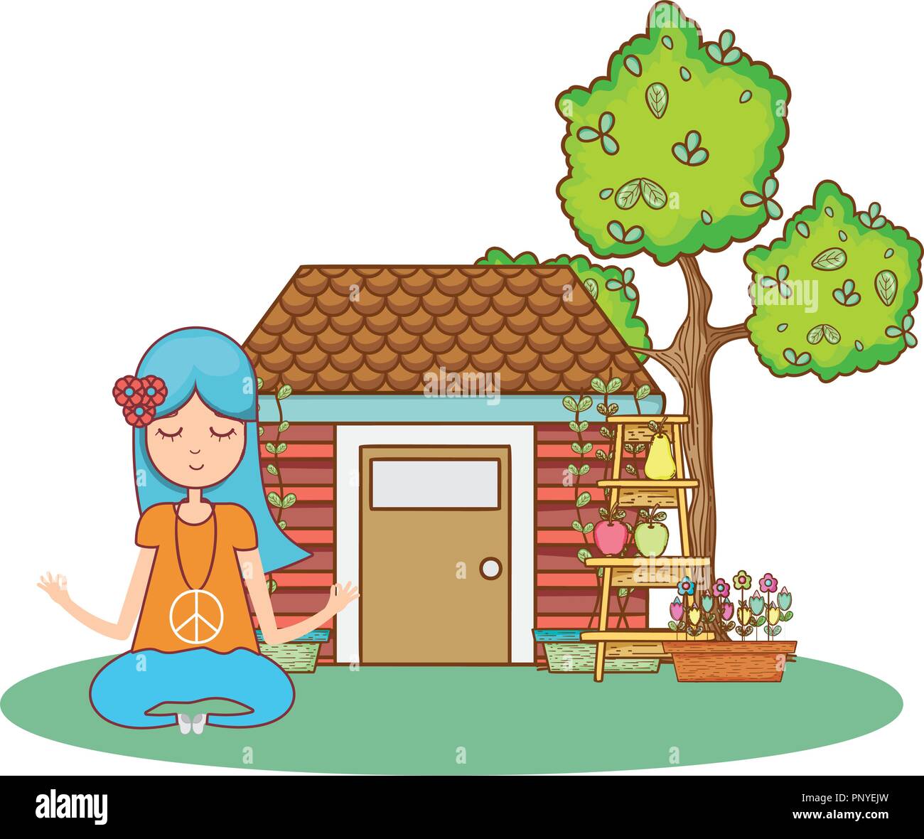 Hippie girl cartoon Stock Vector Image & Art - Alamy