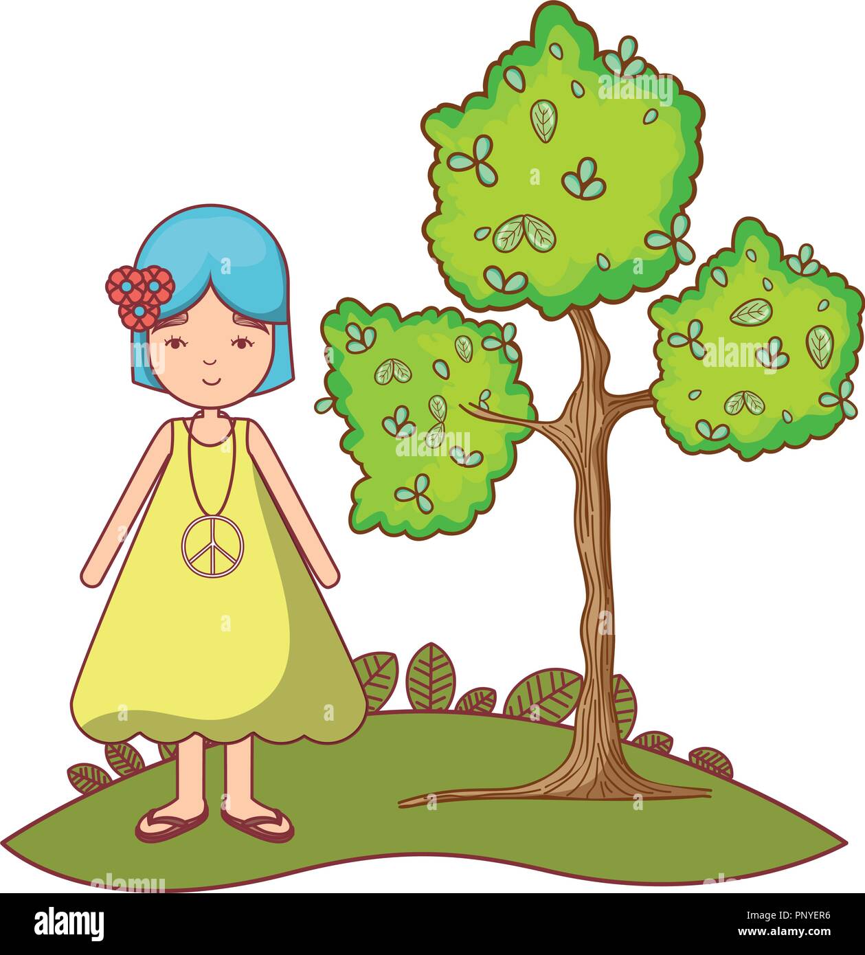 Hippie girl cartoon Stock Vector Image & Art - Alamy