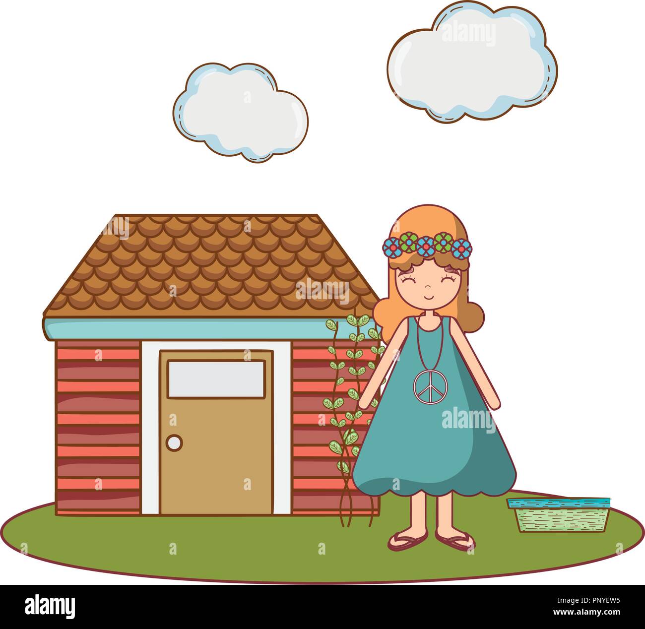 Hippie girl cartoon Stock Vector Image & Art - Alamy