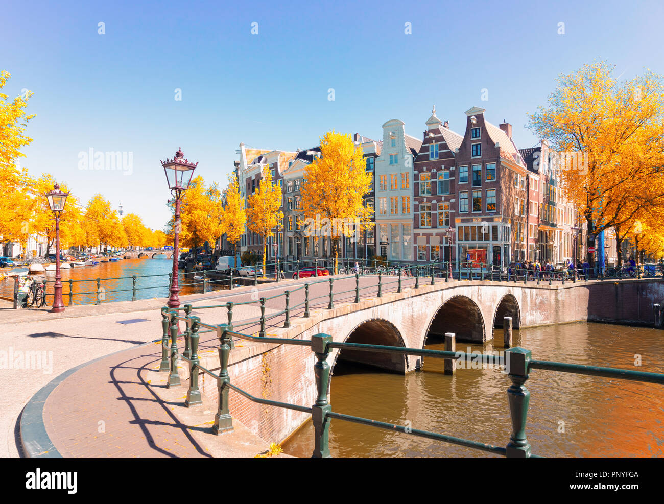 houses of Amsterdam Netherlands over canal ring landmark in old ...