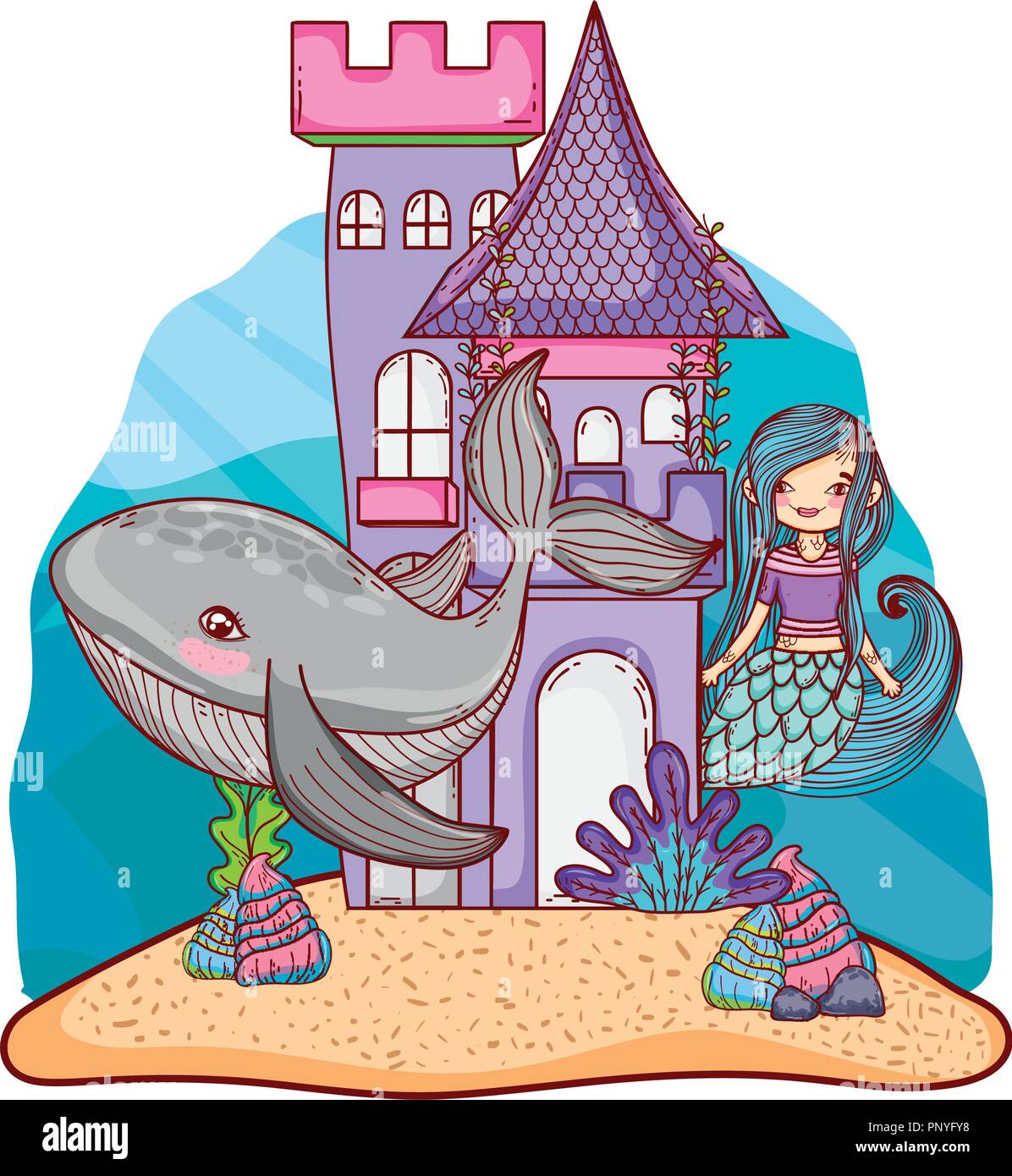Mermaid and undersea castle Stock Vector Image & Art - Alamy