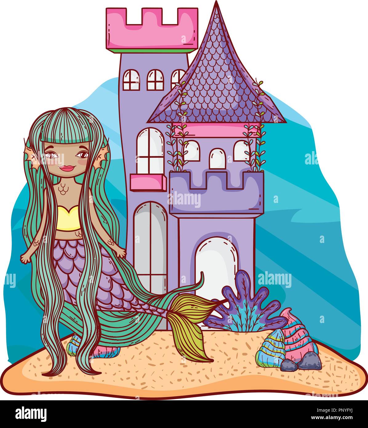 Mermaid and undersea castle Stock Vector Image & Art - Alamy