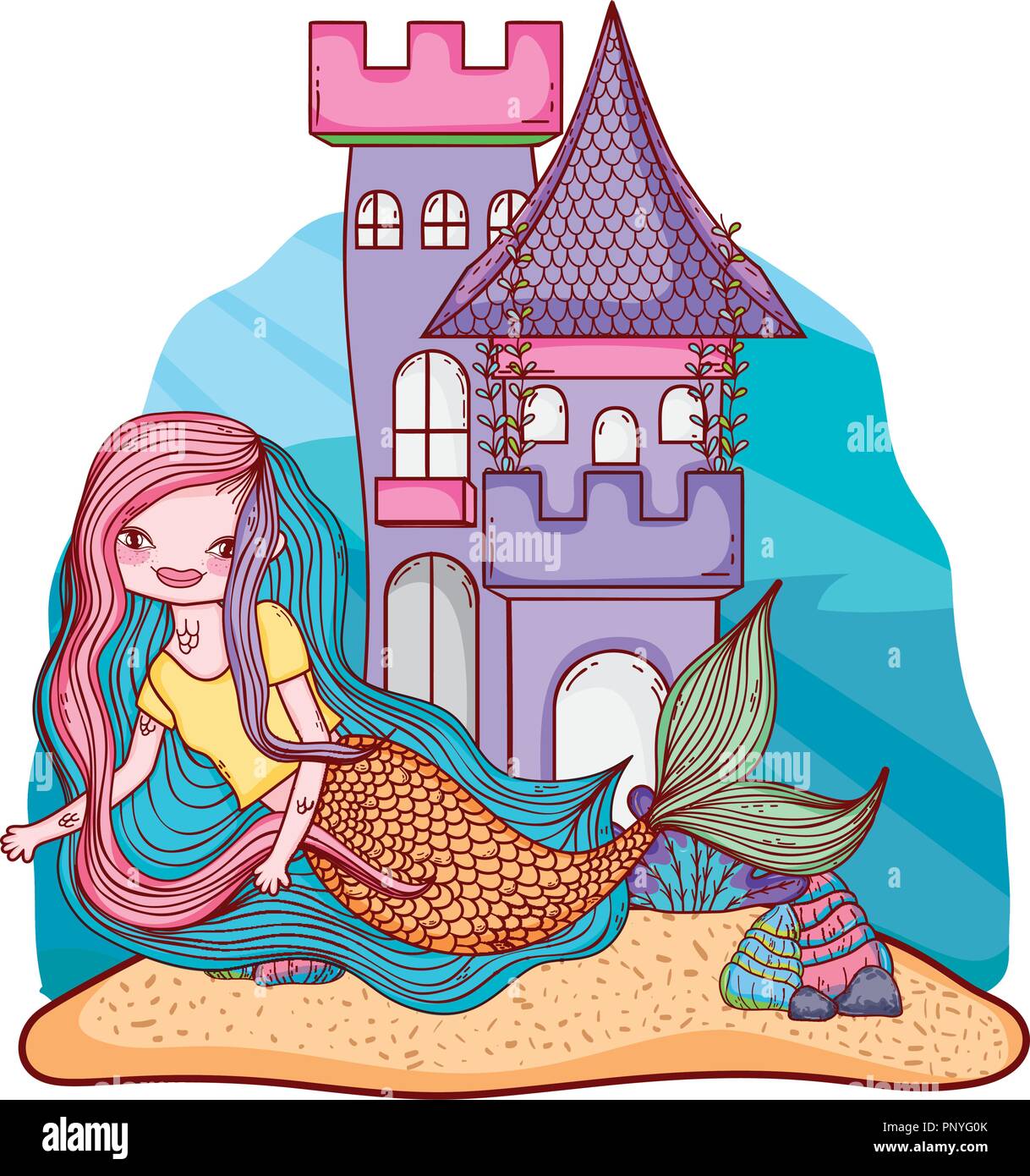 Mermaid and undersea castle Stock Vector Image & Art - Alamy
