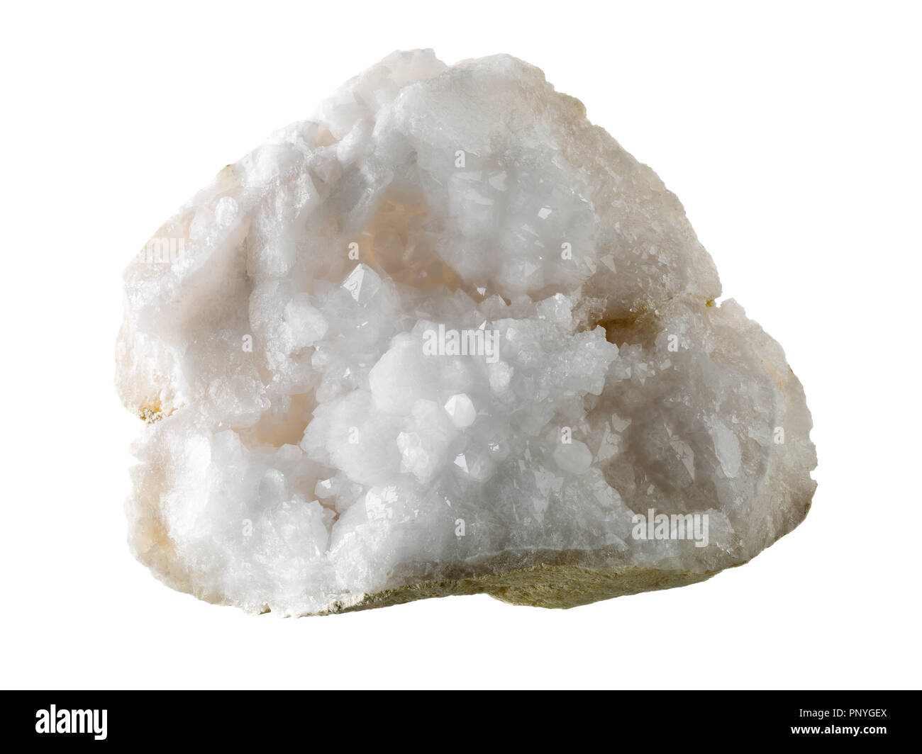 White quartz geode crystals from Marocco isolated on white background ...