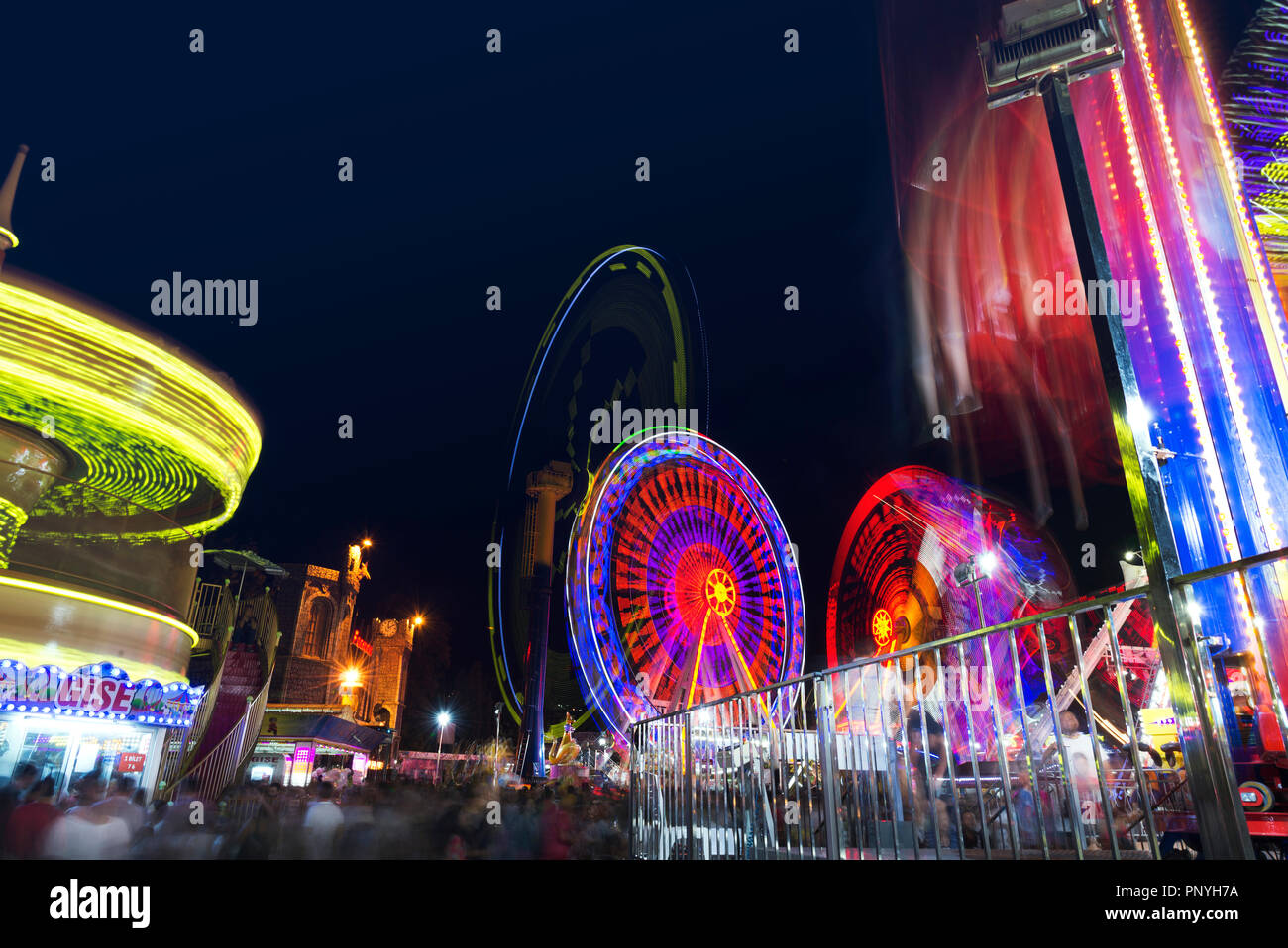 Amusement park long exposure photo Stock Photo - Alamy
