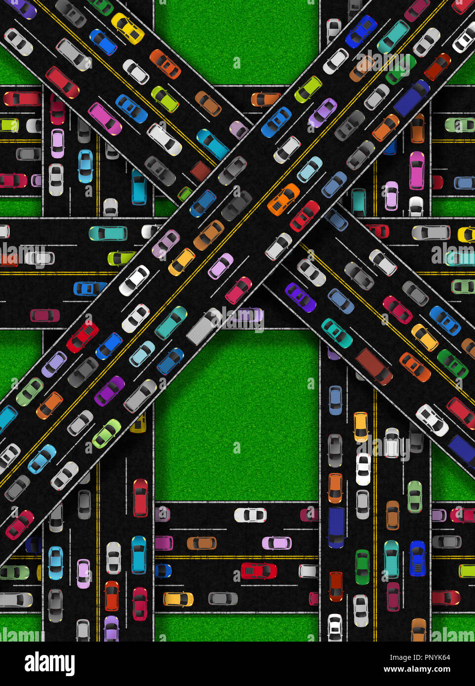 Overload of Cars on Roads Bitmap Illustration Stock Photo - Alamy