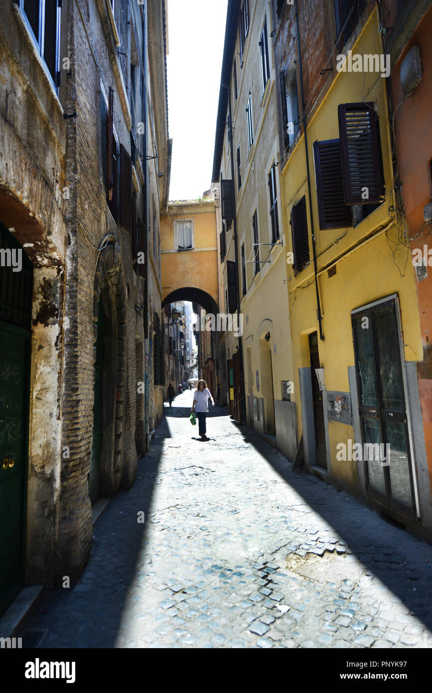 narrow old street in Rome Stock Photo - Alamy