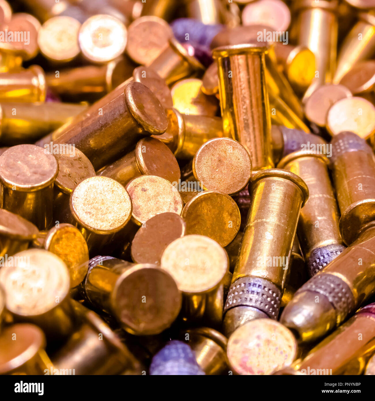 Pile of ammunition with round head and flat bottom Stock Photo - Alamy