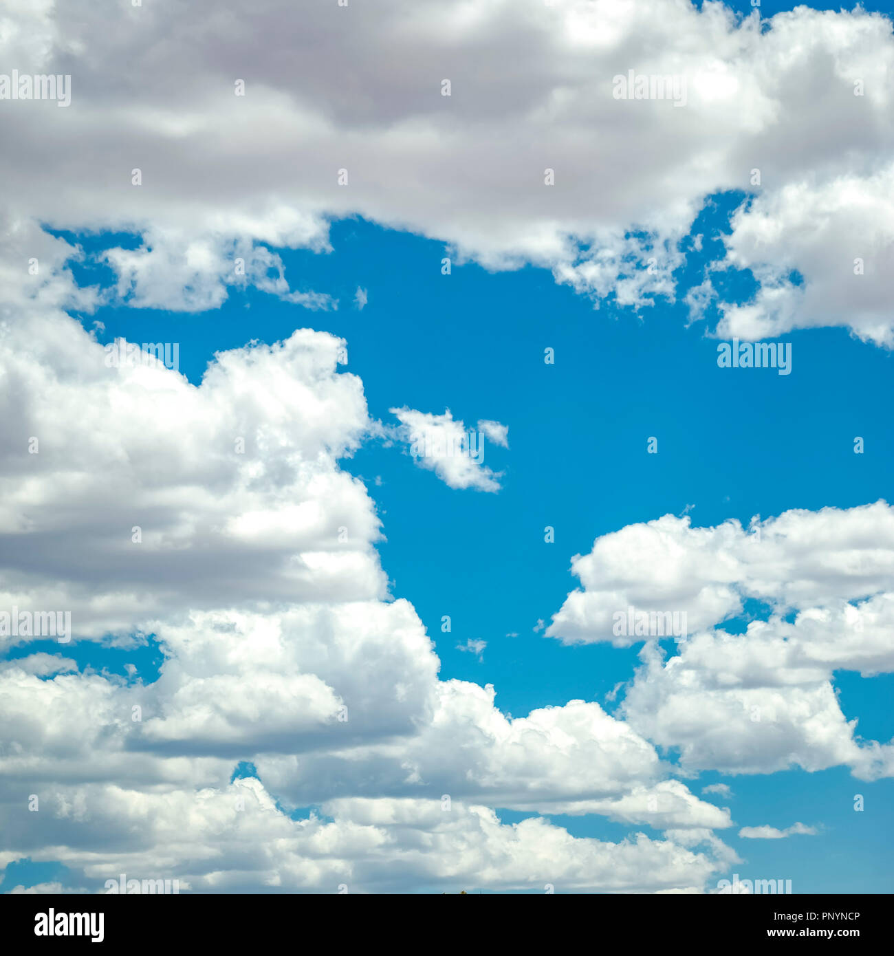 Puffy cumulus clouds on dazzling blue sky Stock Photo - Alamy
