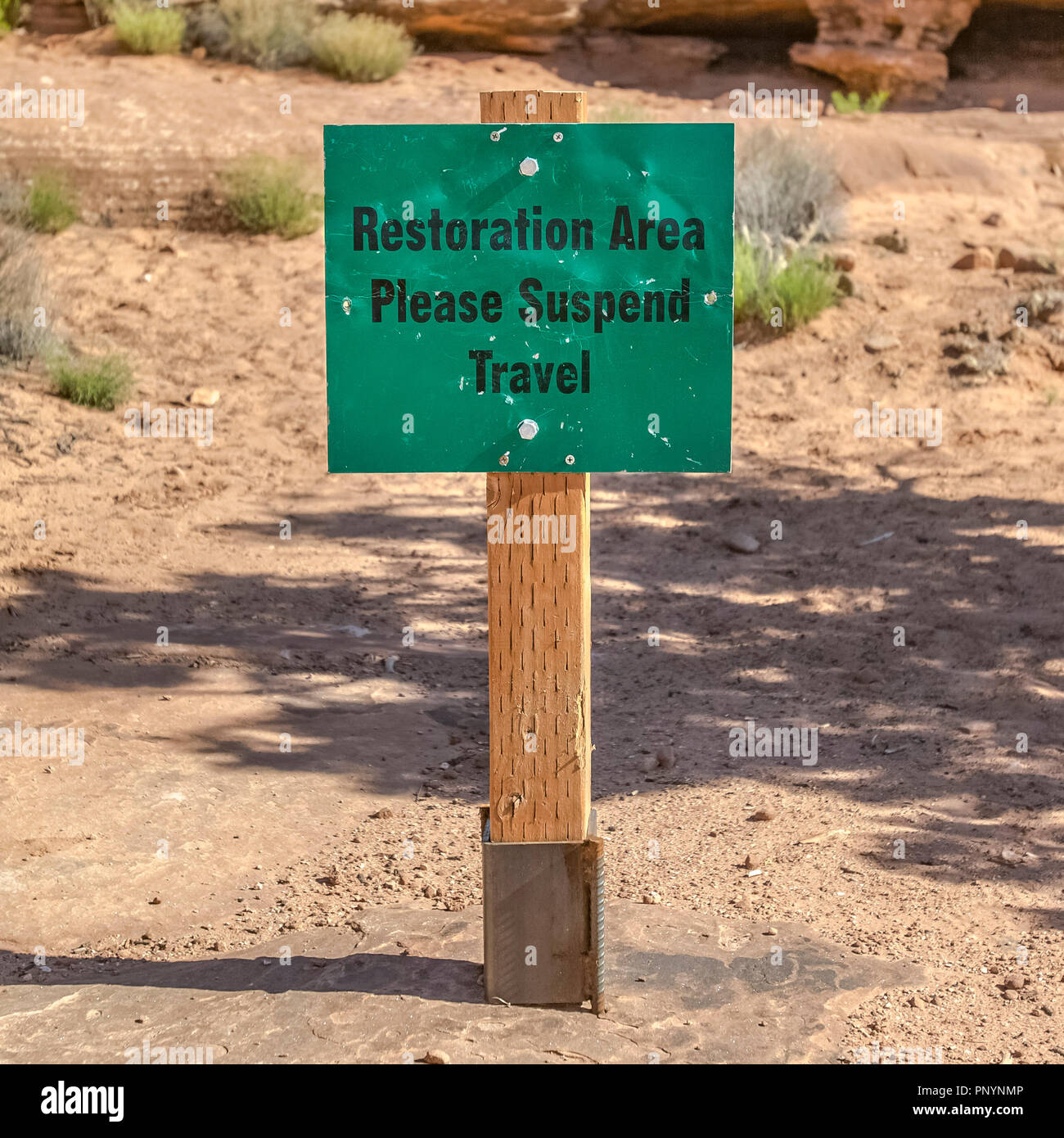 Restoration Area sign on the lands of Moab Utah Stock Photo - Alamy