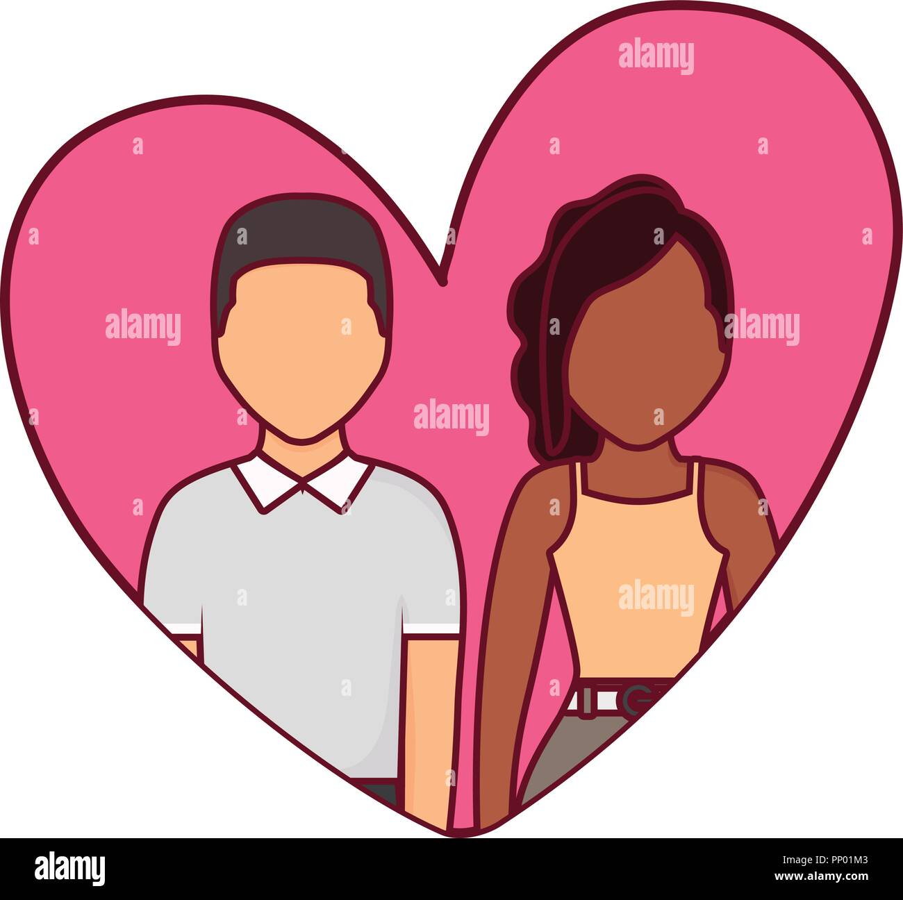 heart with couple over white background, colorful design. vector ...