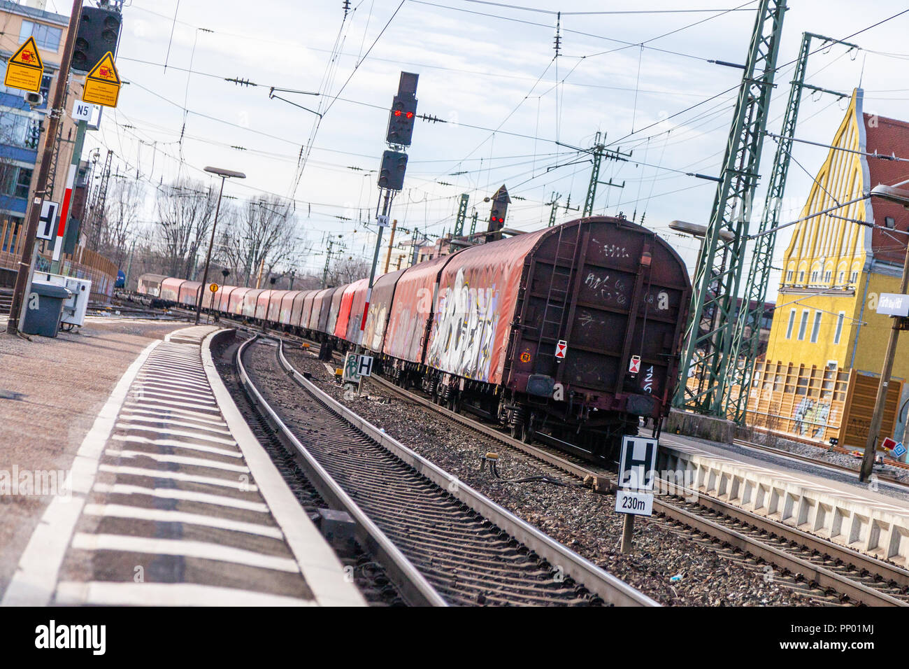 FUERTH / GERMANY - MARCH 11, 2018: European good train passes a german ...