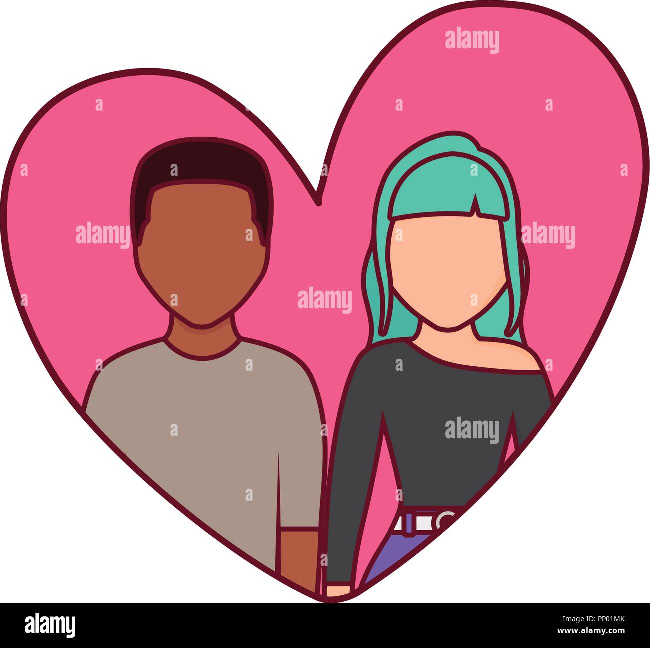 heart with couple over white background, colorful design. vector ...