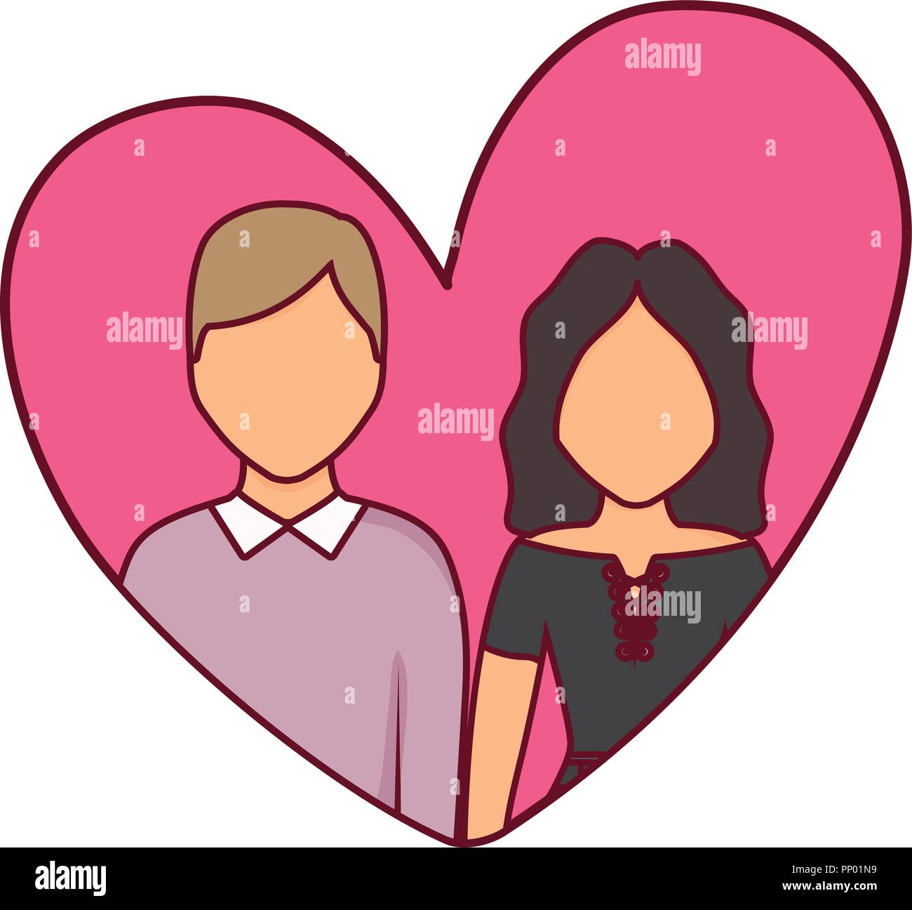 heart with couple over white background, colorful design. vector ...