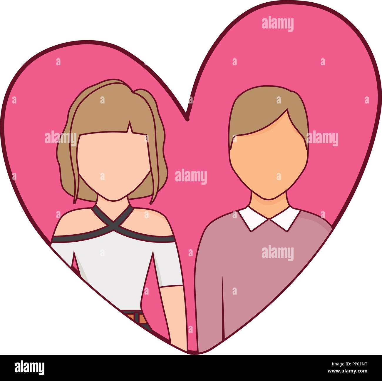 heart with couple over white background, colorful design. vector ...