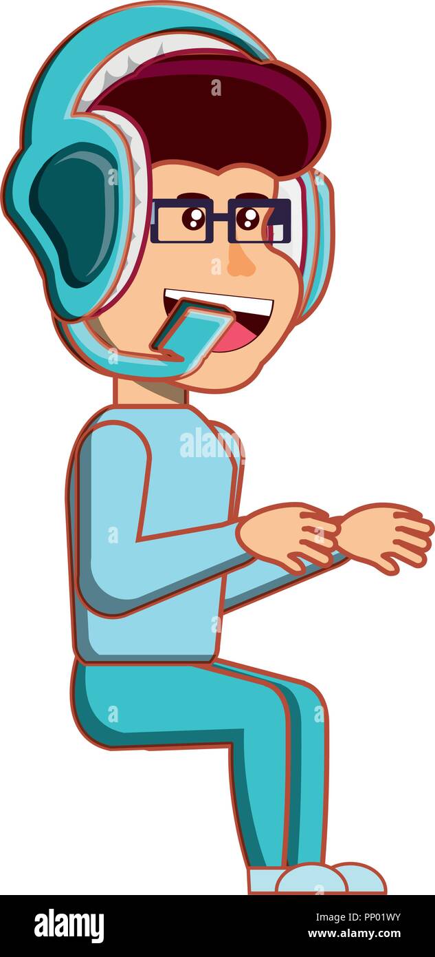 cartoon man with headset over white background, vector illustration ...