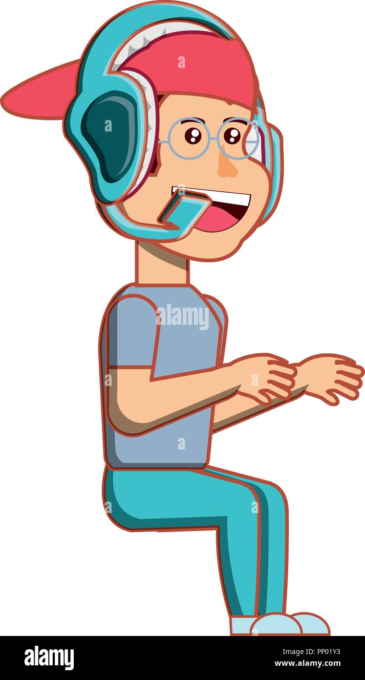 cartoon man with headset over white background, vector illustration ...