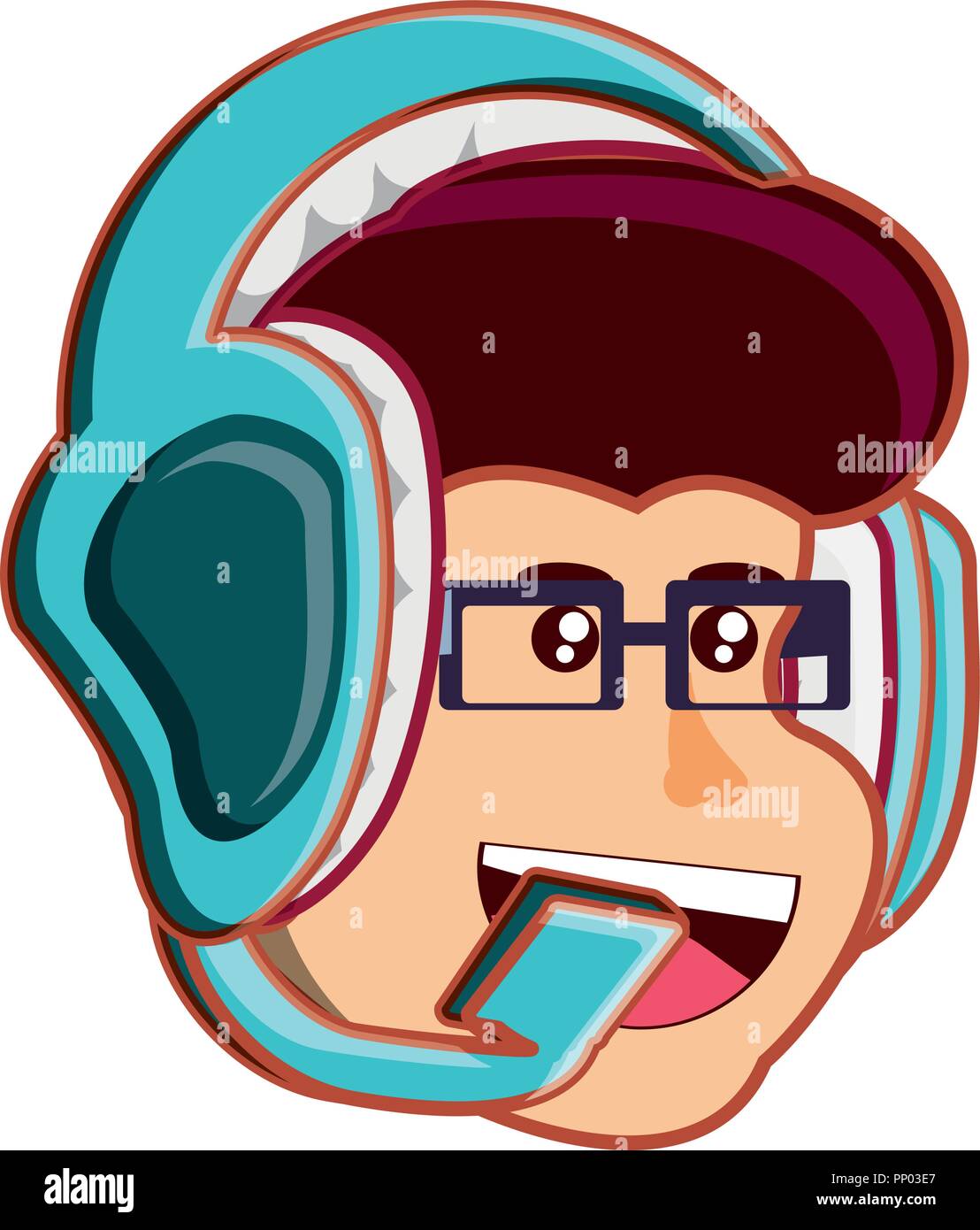cartoon man with headset over white background, vector illustration ...