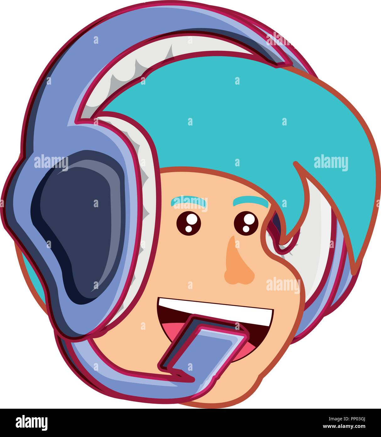 cartoon boy with headset over white background, vector illustration ...