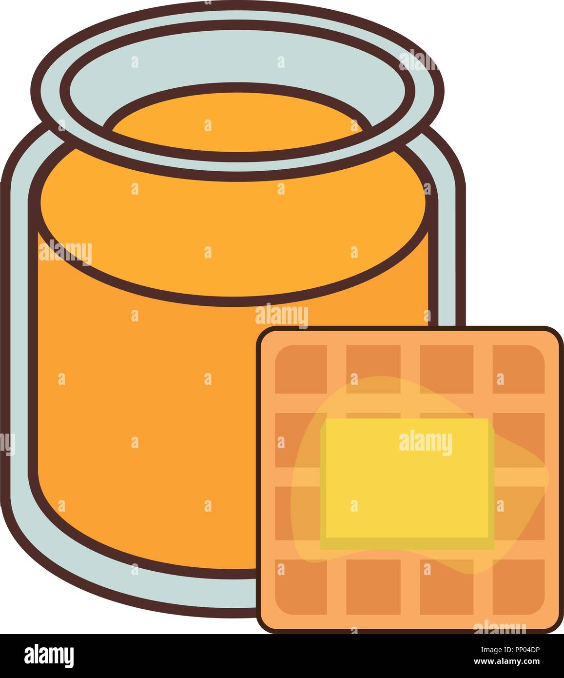 orange juice and waffles over white background, vector illustration ...