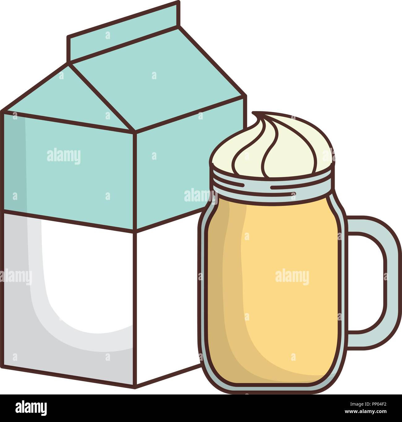 milkshake and milk box over white background, vector illustration Stock ...