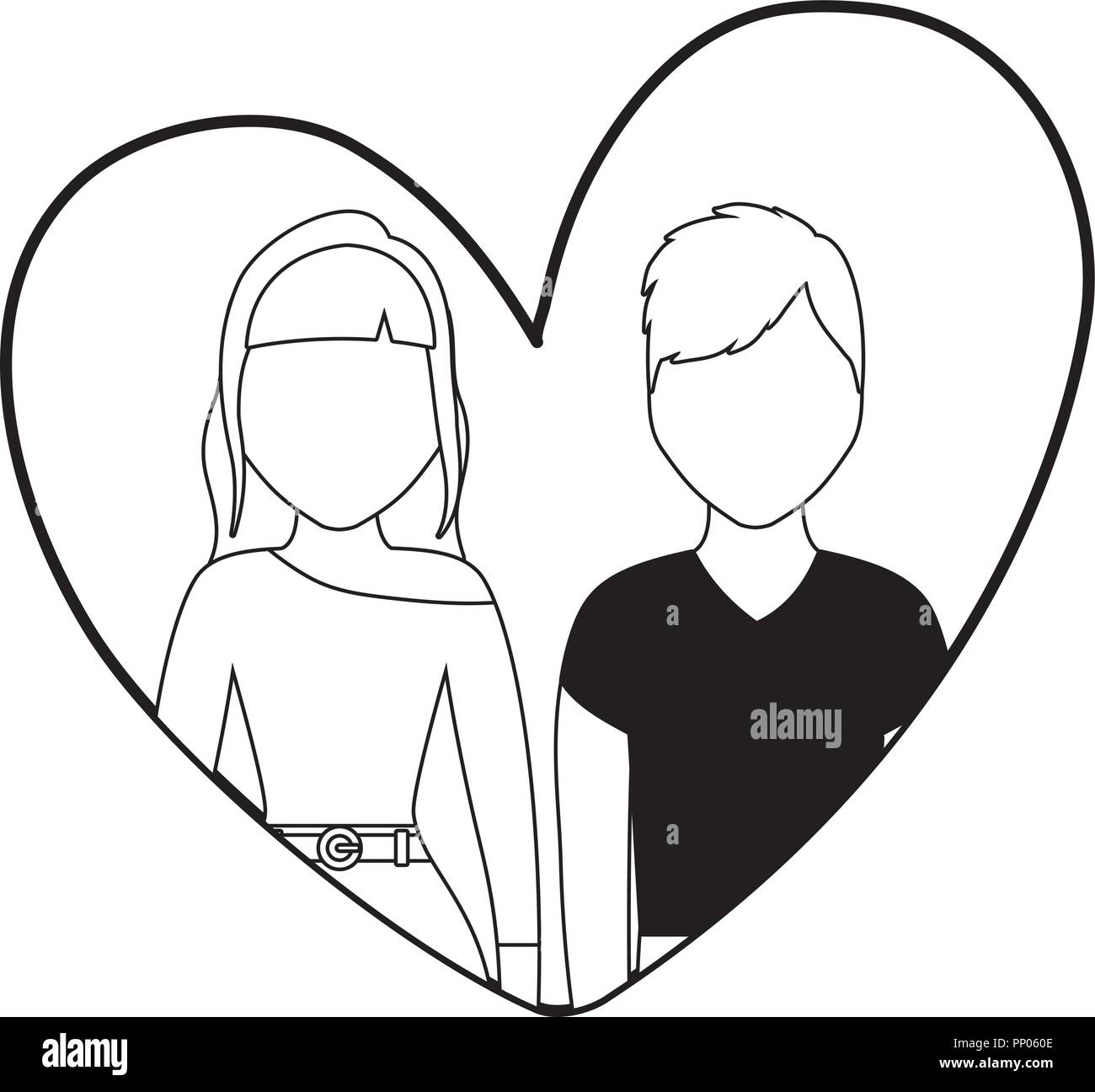 Couple In A Heart Over White Background Vector Illustration Stock Vector Image And Art Alamy