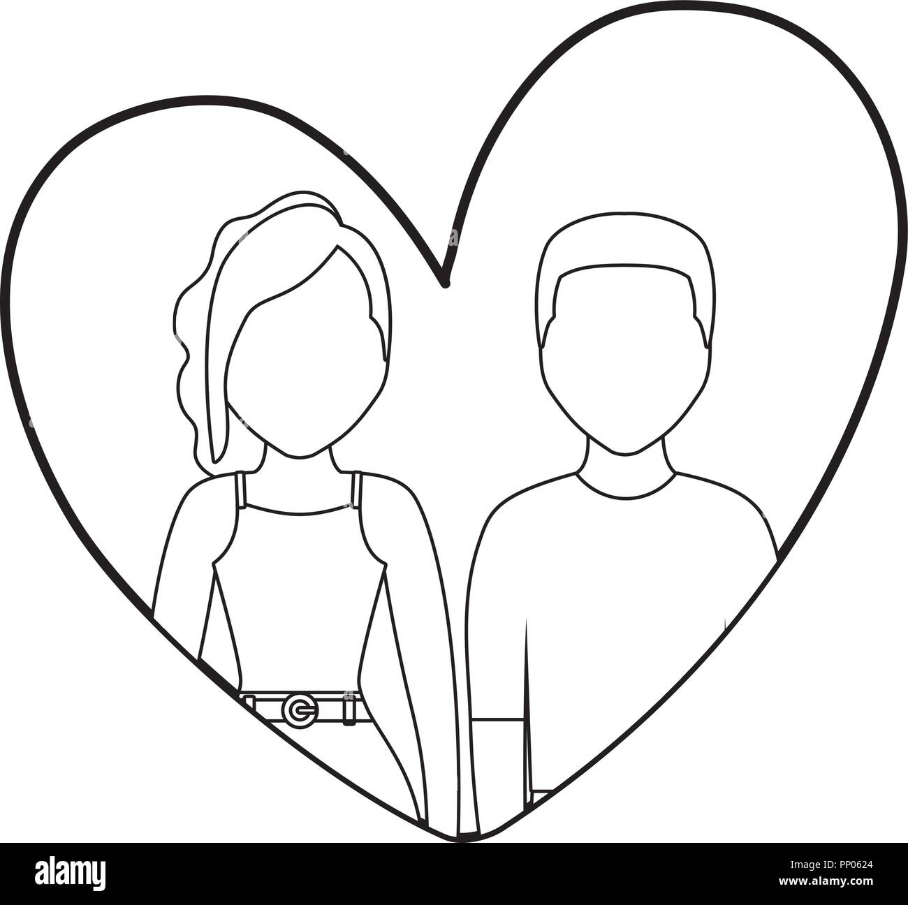 Couple In A Heart Over White Background Vector Illustration Stock Vector Image And Art Alamy